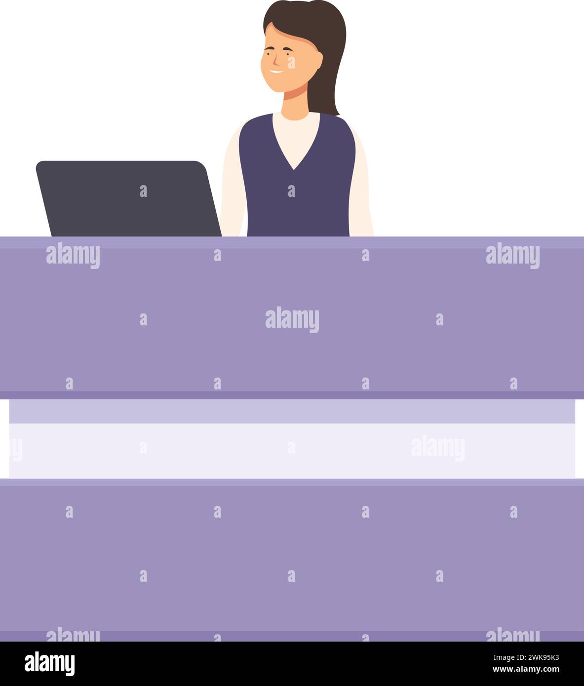 Registration desk icon cartoon vector. Support help. Happy welcome ...