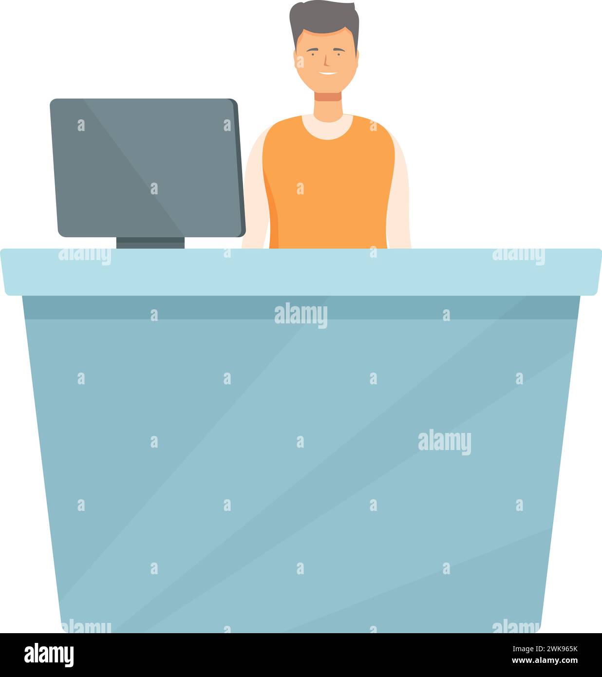 Service desk icon cartoon vector. Receptionist work. Online call ...