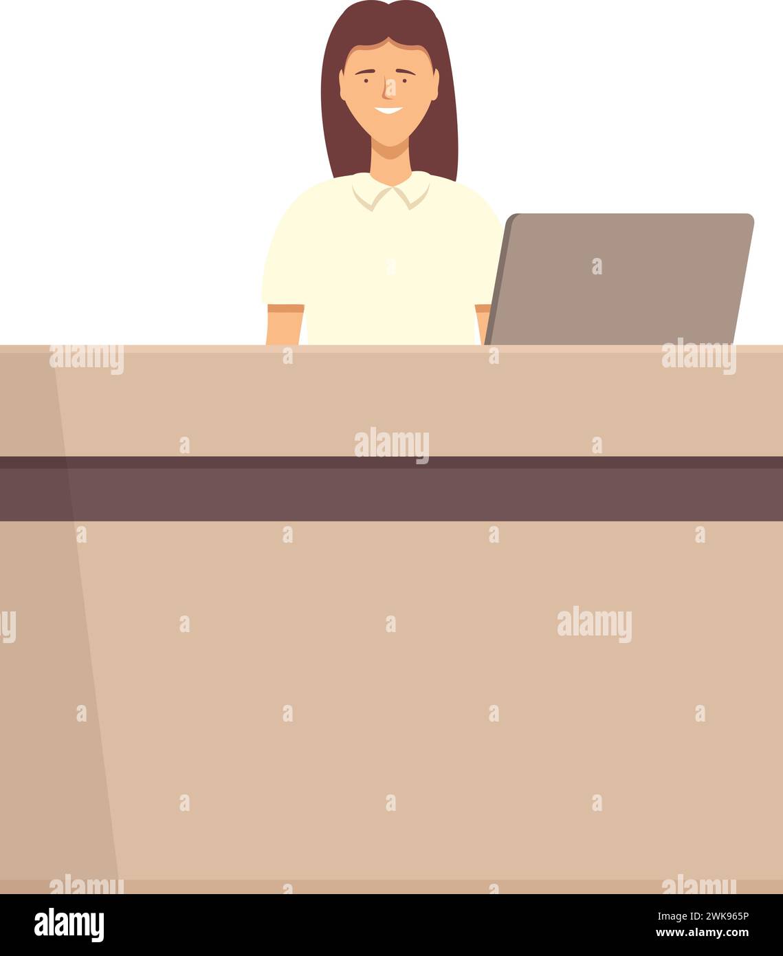 Registration desk icon cartoon vector. Customer visitor. Guest global ...