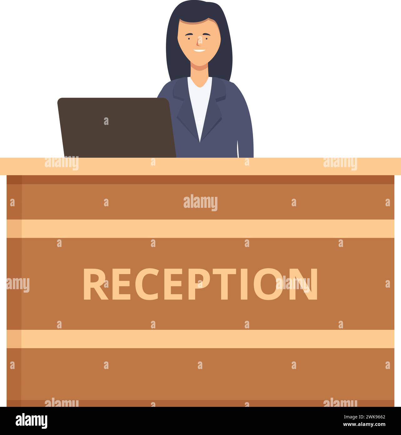 Reception table service icon cartoon vector. Work adult. Visitor client ...
