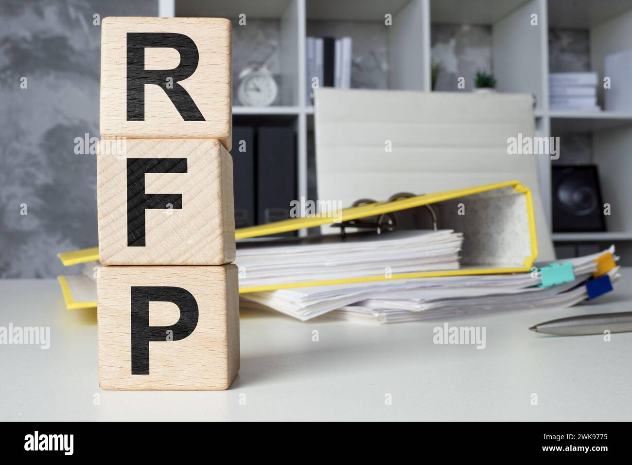 Cubes with letters RFP Request for Proposal in the office Stock Photo ...