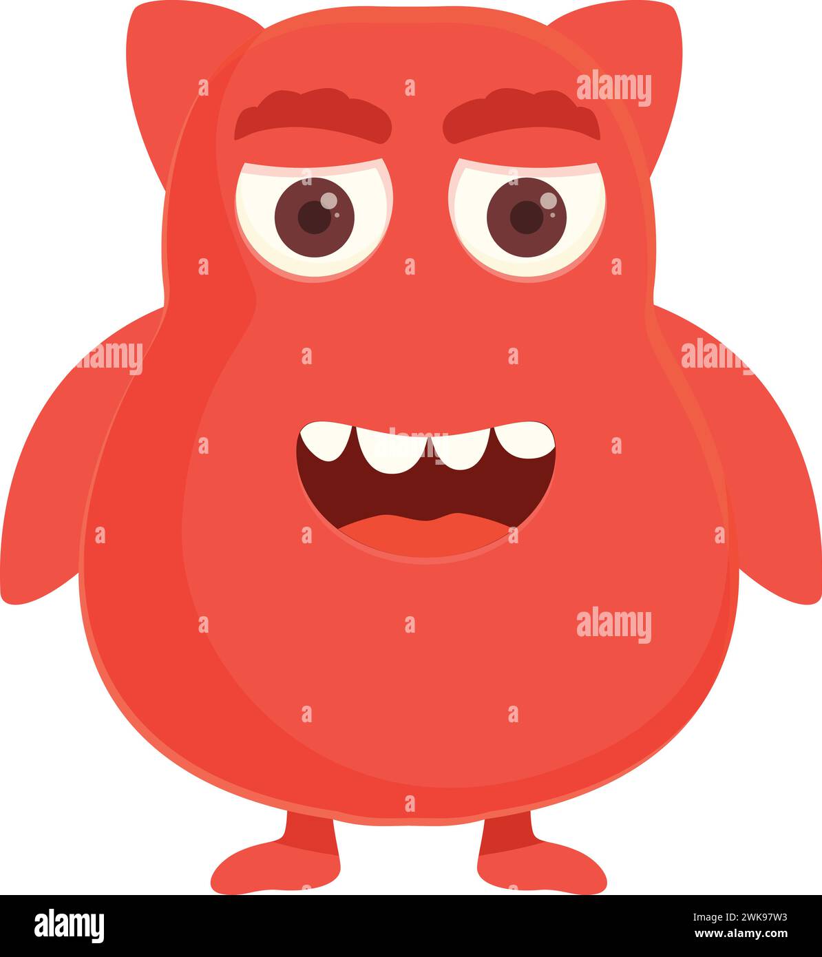 Red smiling monster icon cartoon vector. Creature design. Scary comic ...