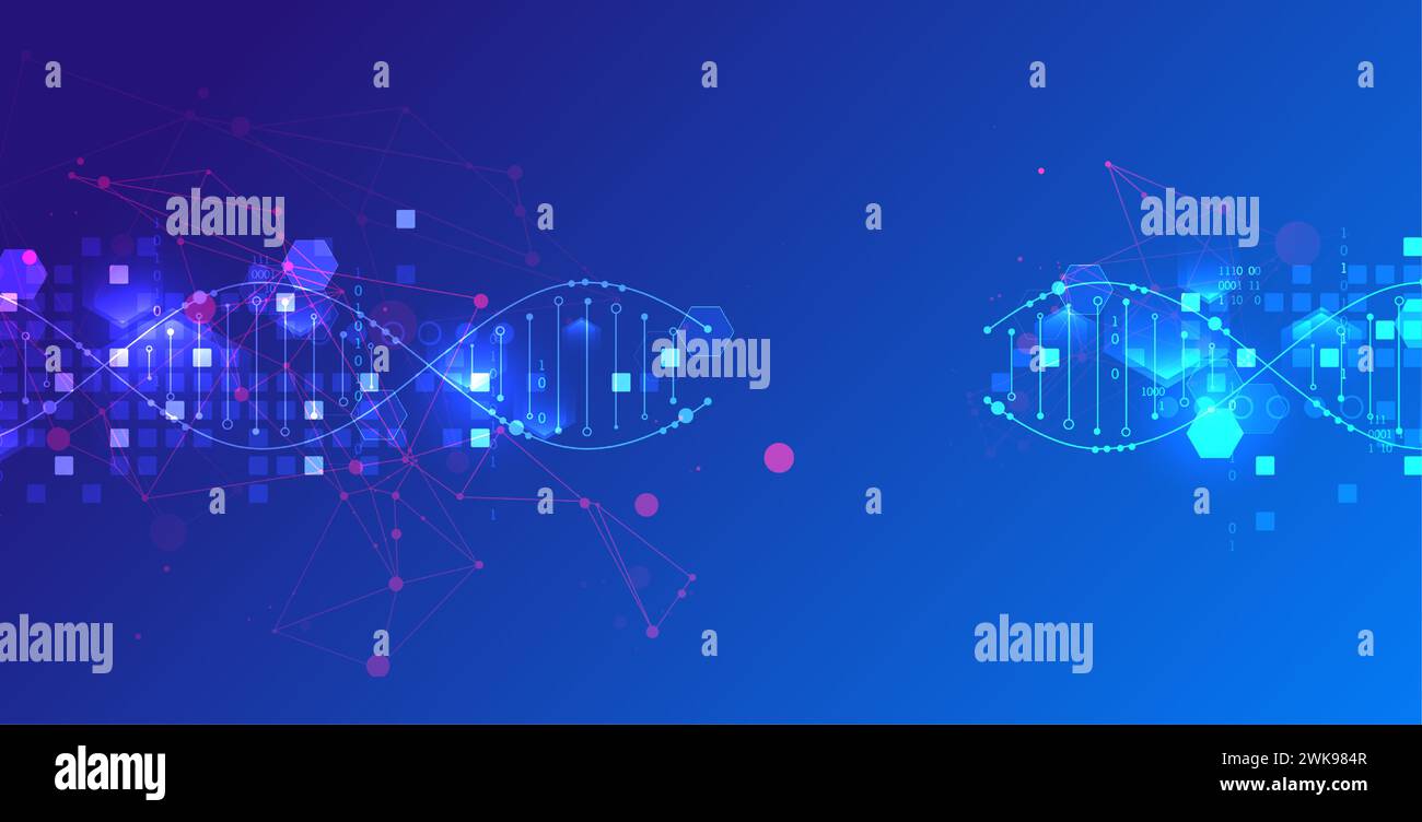 Scientific and technological background. Abstract image of DNA molecule ...
