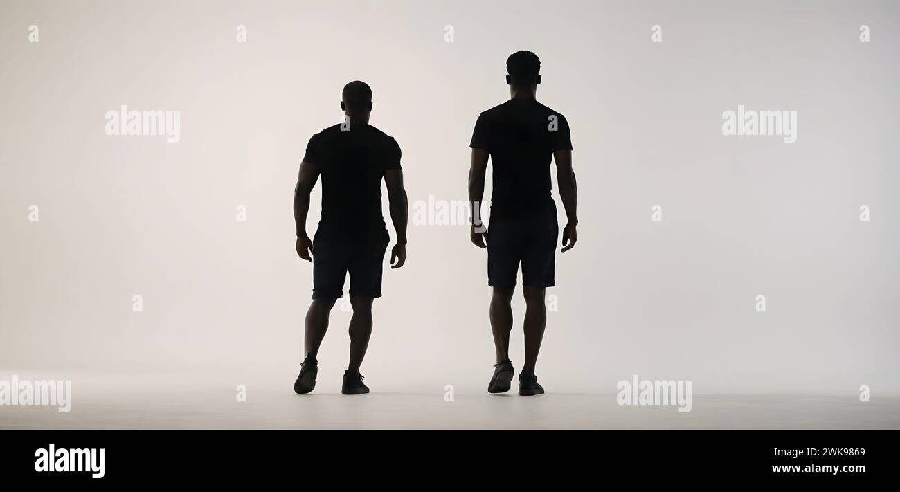 Silhouette of two man running, full body illustration Stock Photo - Alamy