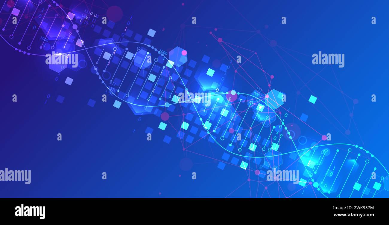 Scientific and technological background. Abstract image of DNA molecule ...