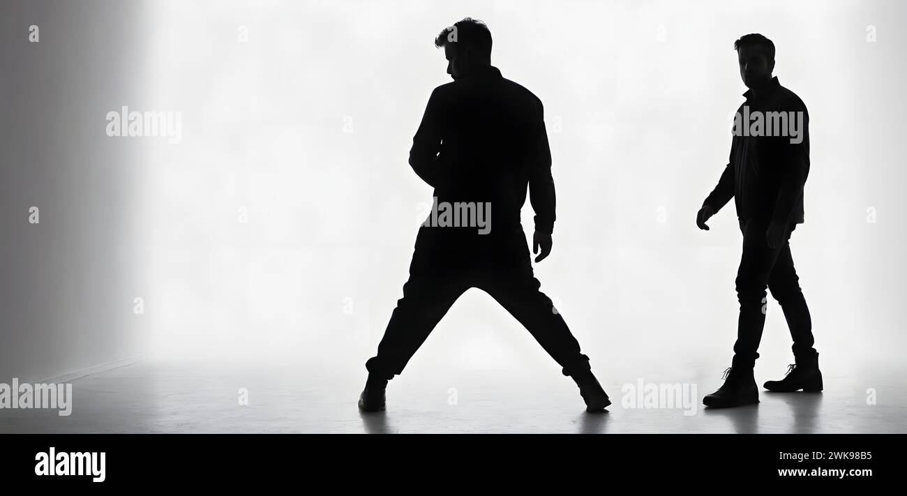 Silhouette of men in action, full body illustration Stock Photo - Alamy