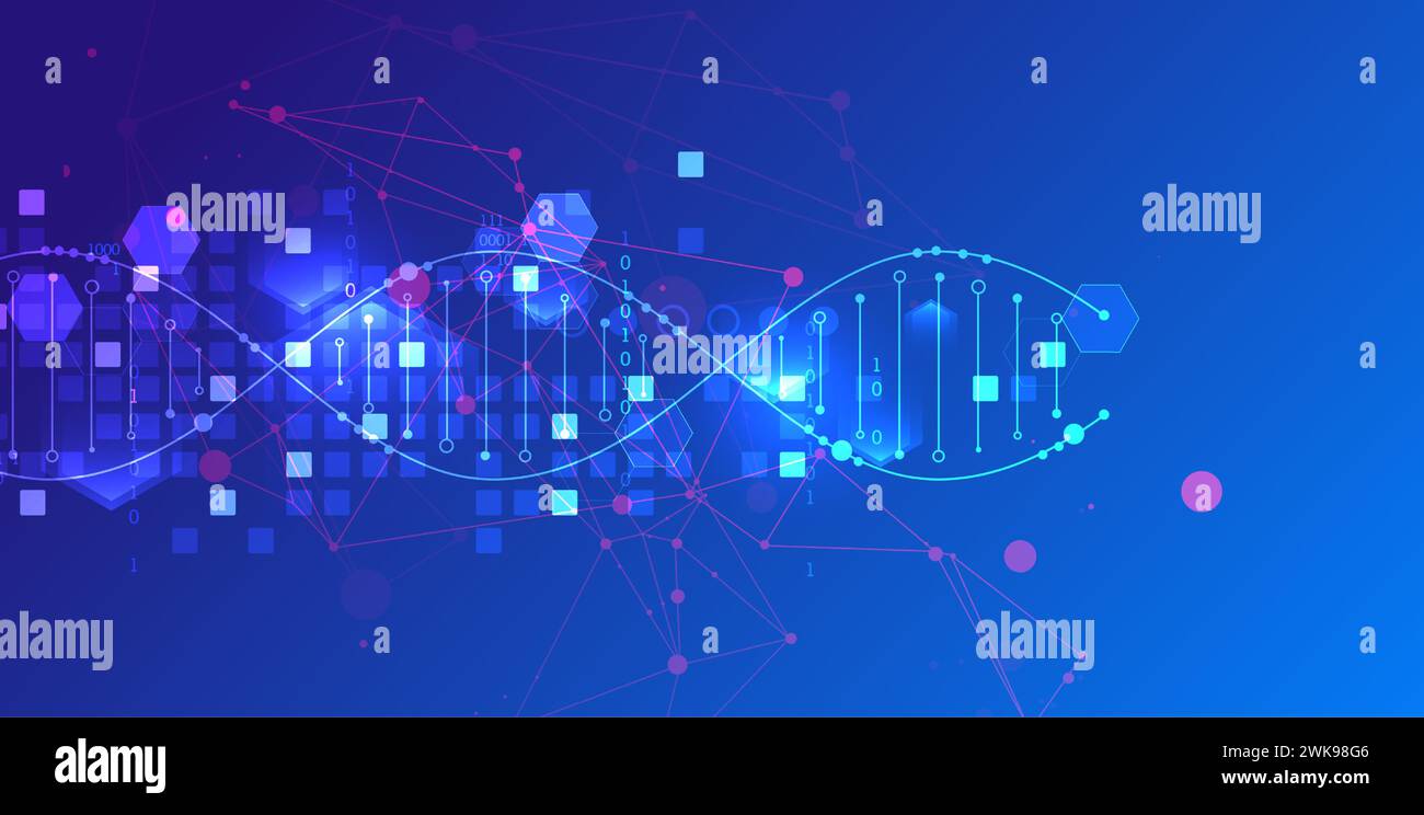 Scientific and technological background. Abstract image of DNA molecule ...