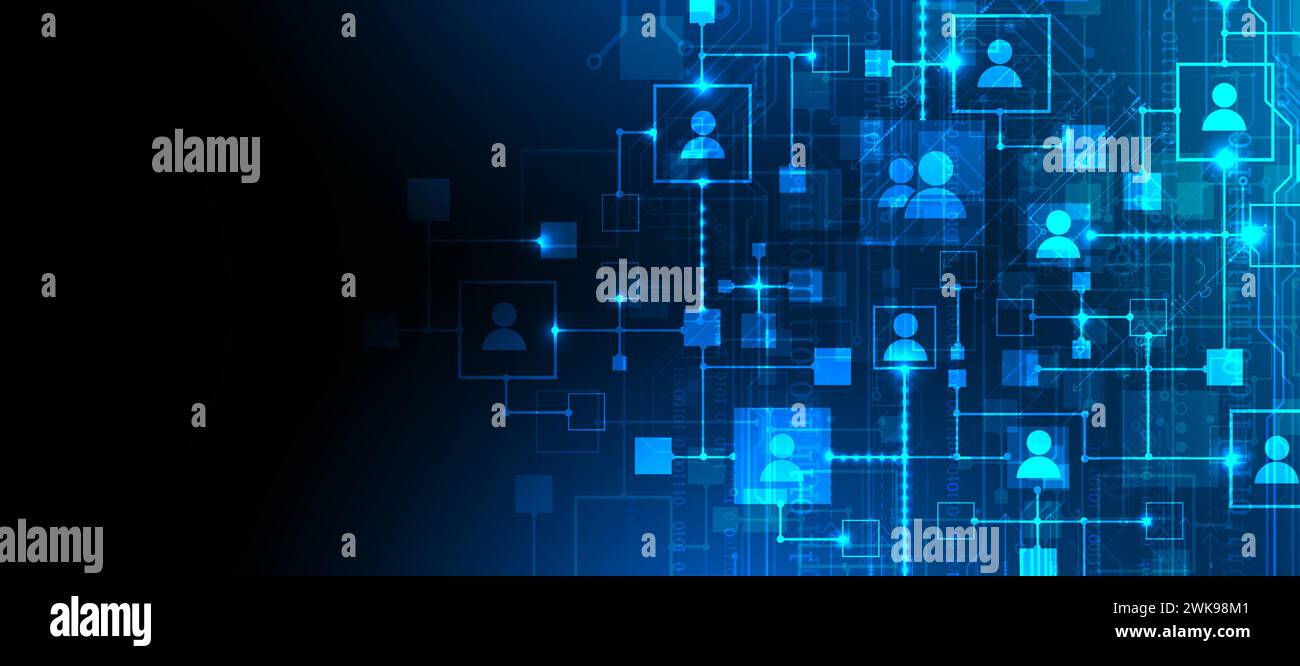 Abstract representation of a computer network and its users in the form ...
