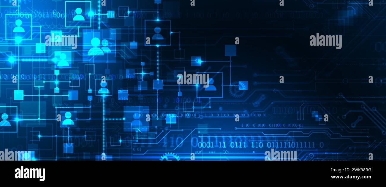 Abstract representation of a computer network and its users in the form ...