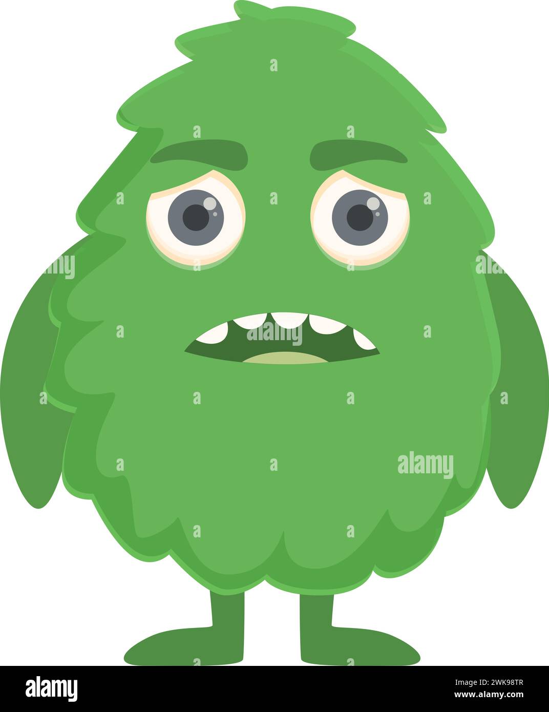 Green sad monster icon cartoon vector. Face art troll. Children design ...