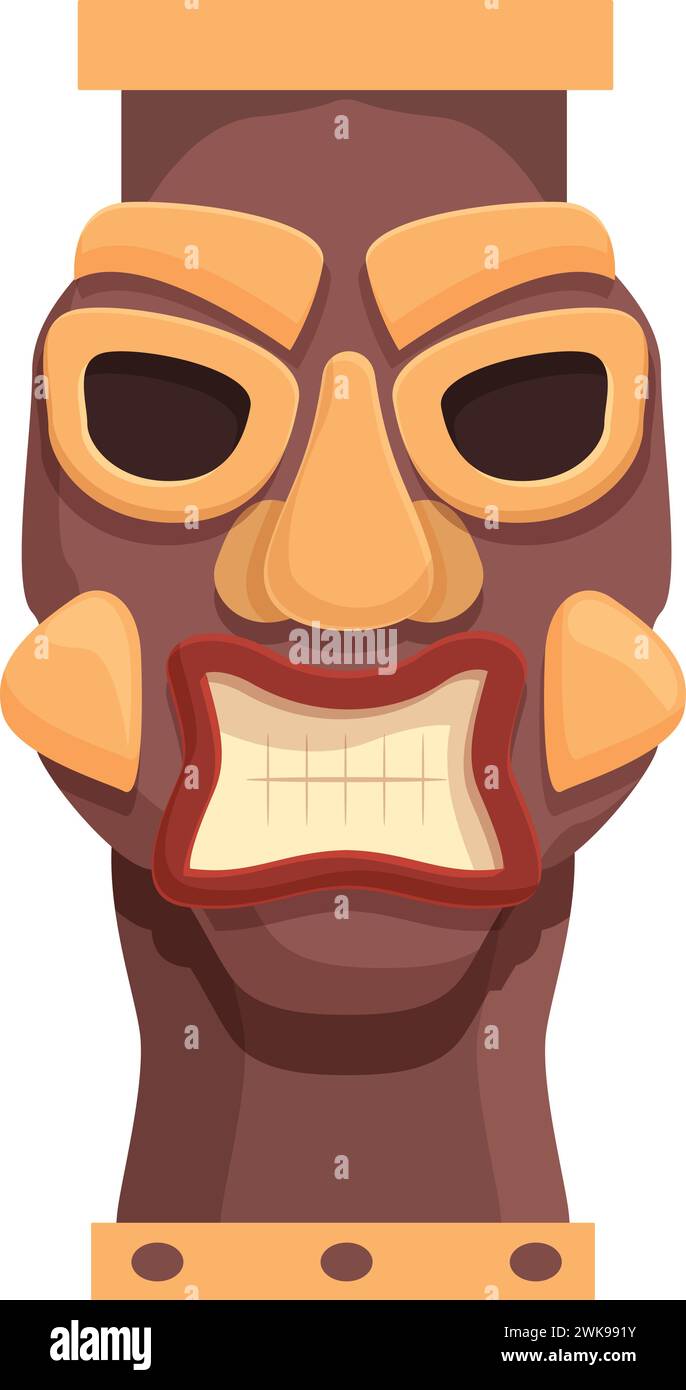 Tiki mask totem icon cartoon vector. Statue mask. Shaman indian tribal ...