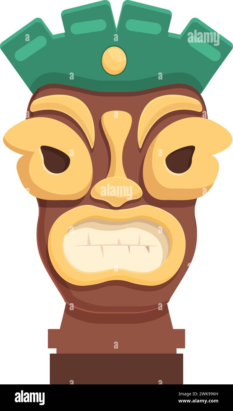 Design face totem icon cartoon vector. Statue ancient. Wood angry tiki ...