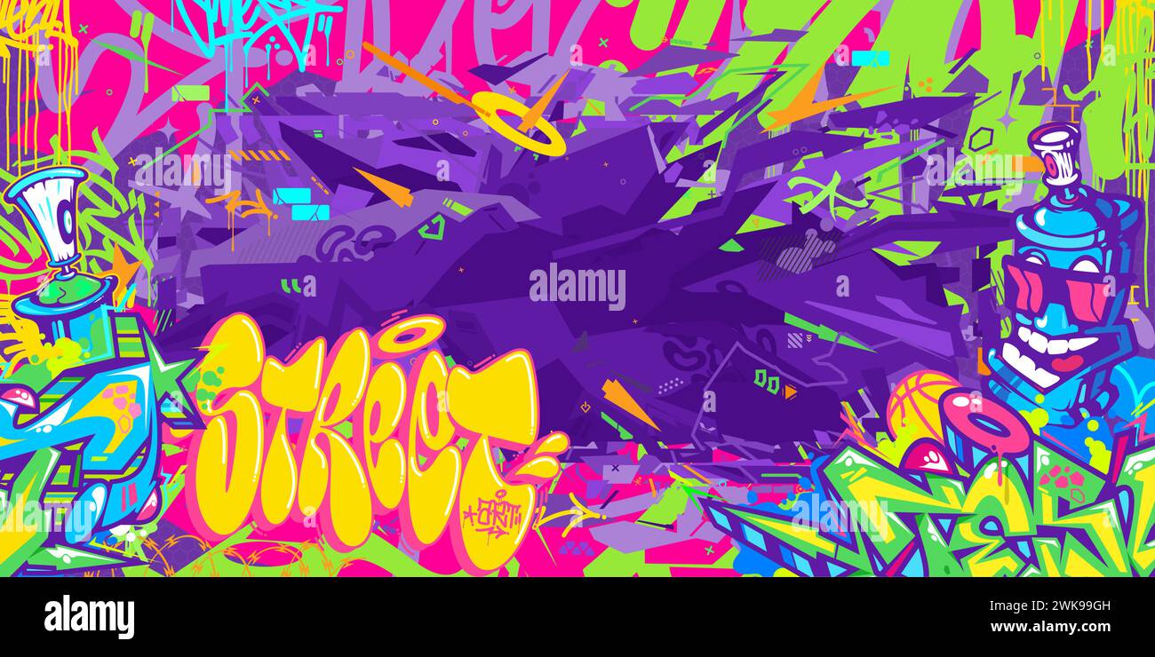 Trendy Abstract Colorful Urban Hip-Hop Graffiti Street Art Style Vector ...