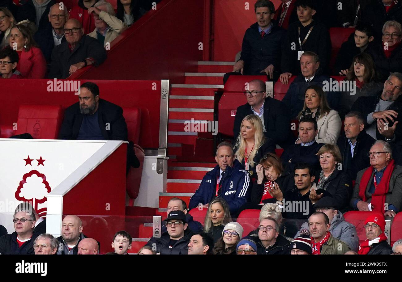 Nottingham Forest owner Evangelos Marinakis (left) seated near chairman ...