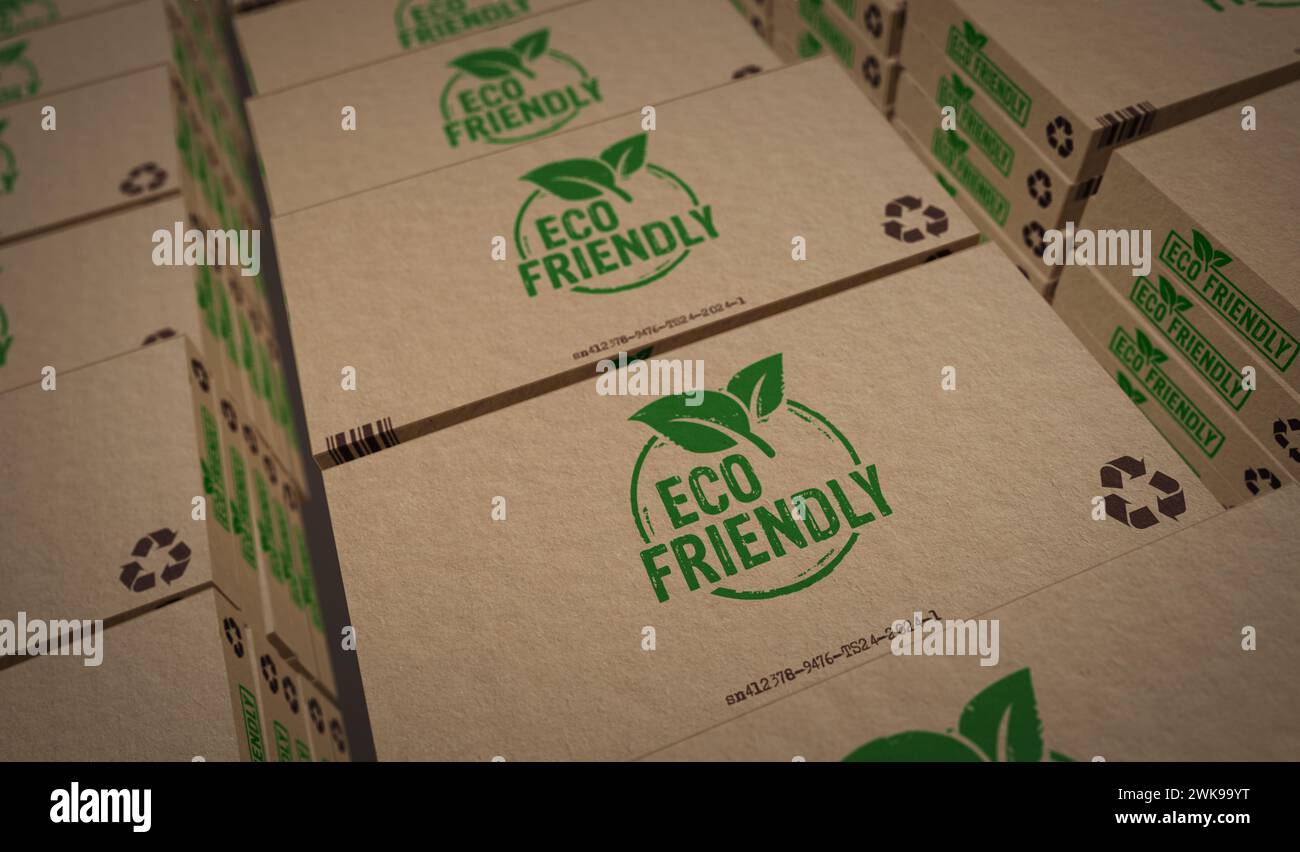 Eco friendly box production line. Recycling and sustainable transport ...