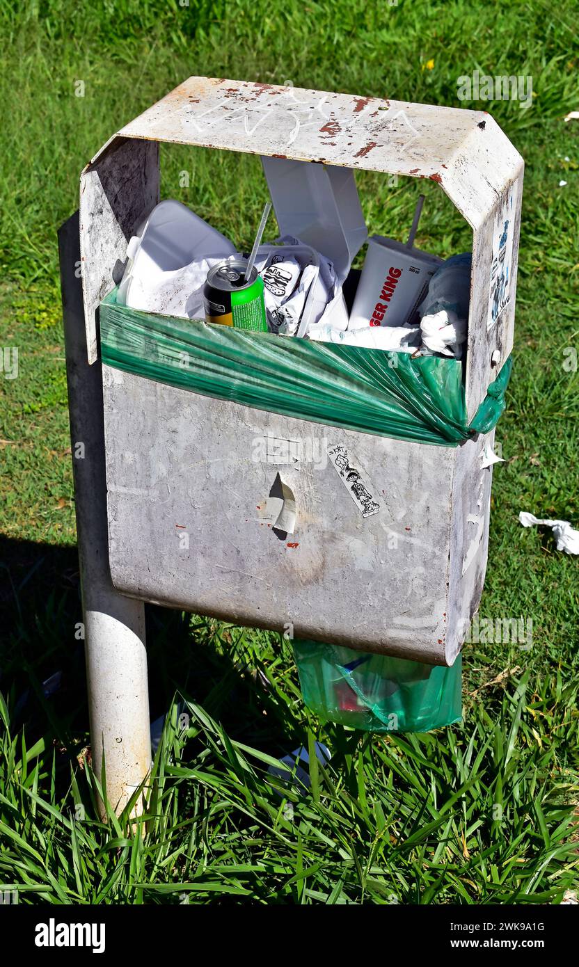 RIBEIRAO PRETO, SAO PAULO, BRAZIL - January 2, 2024: Trash can on ...