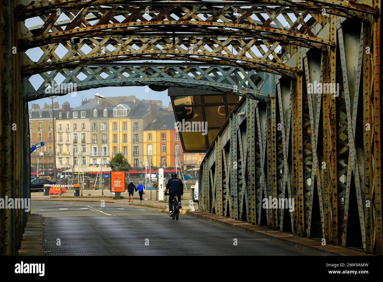 Iron swingbridge at the entrance to the port of Dieppe, Normandy ...