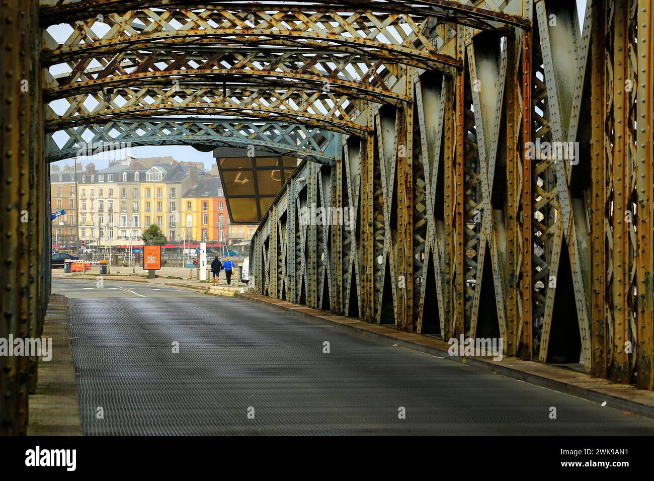 Iron swingbridge at the entrance to the port of Dieppe, Normandy ...