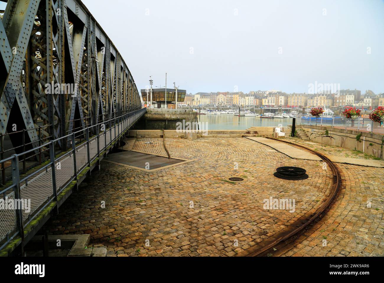 Iron swingbridge at the entrance to the port of Dieppe, Normandy ...