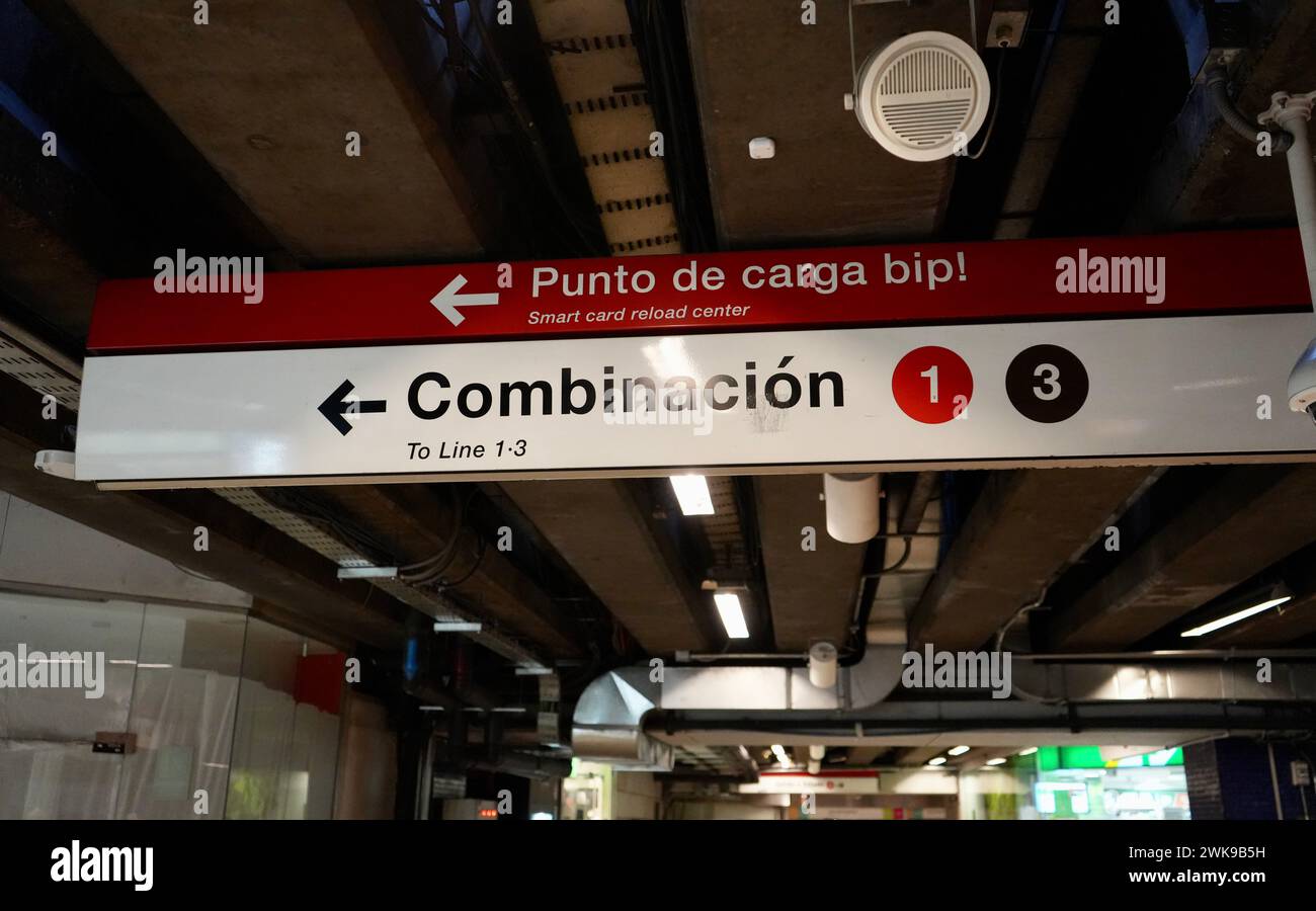 Santiago, Chile, October 16, 2023. Sign for Combinación at Universidad ...