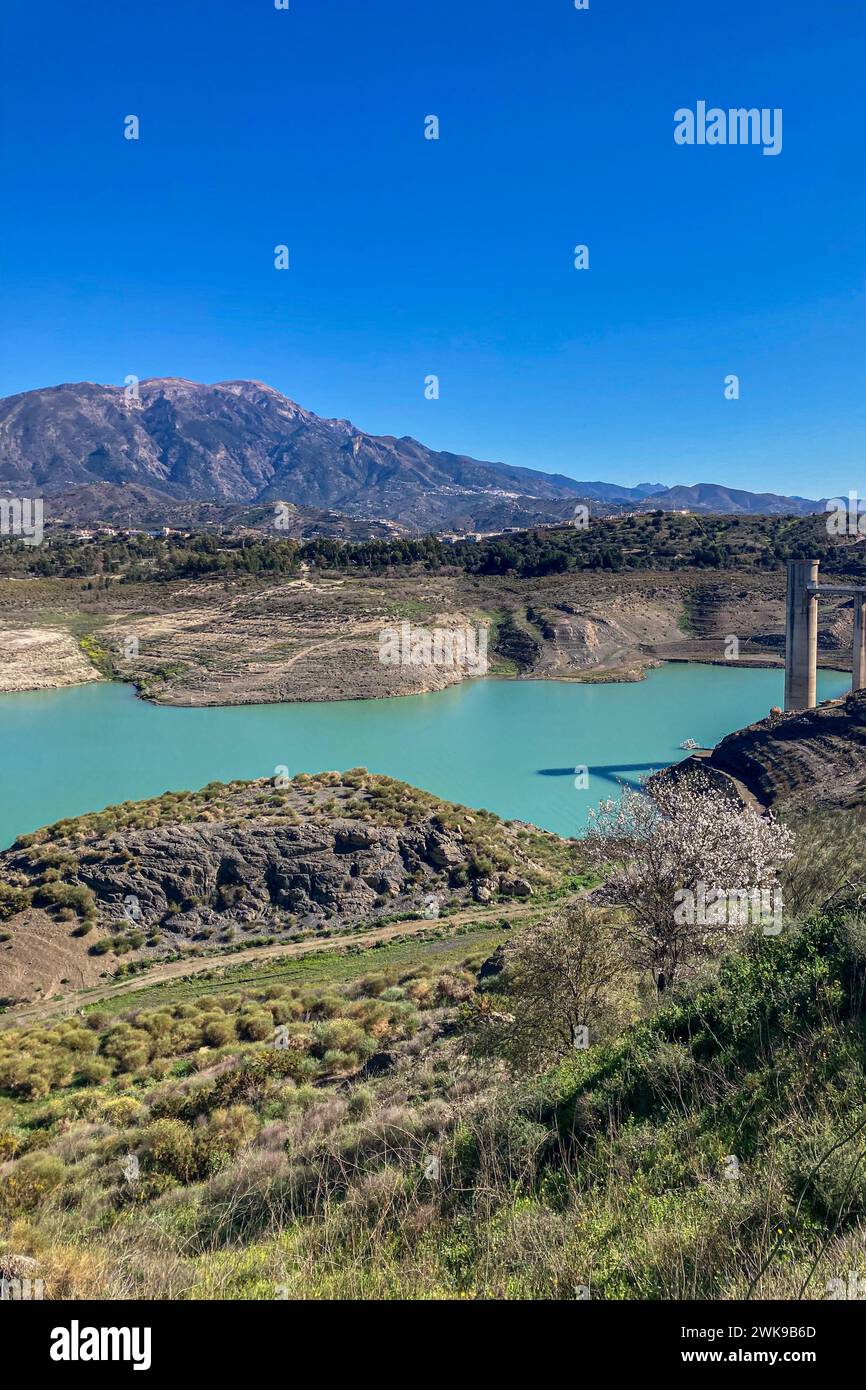 Blue water of reservoir La Vinuela, Granada, Spain Stock Photo - Alamy