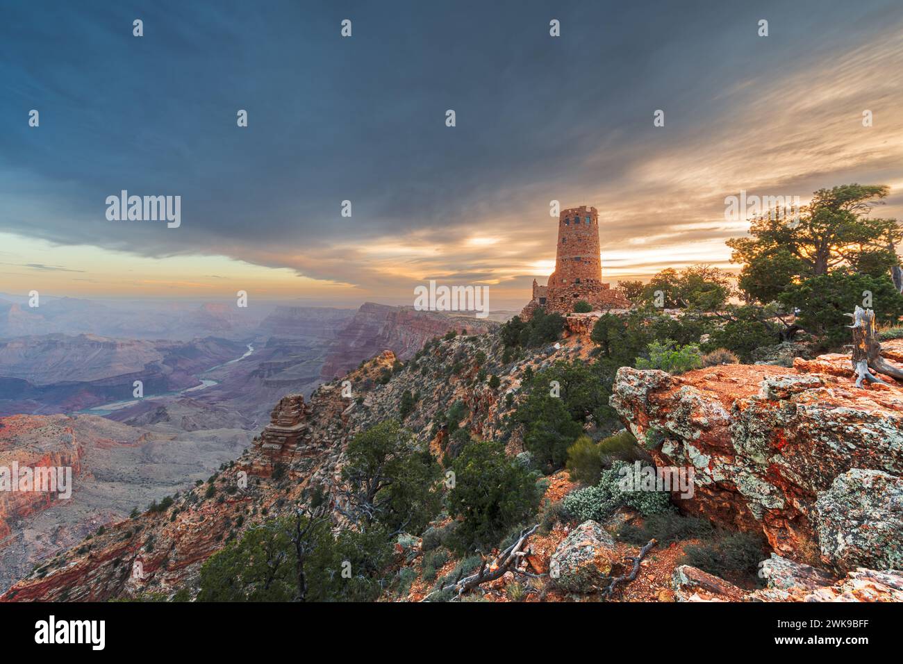 Desert View Watchtower at the Grand Canyon, Arizona, USA Stock Photo ...