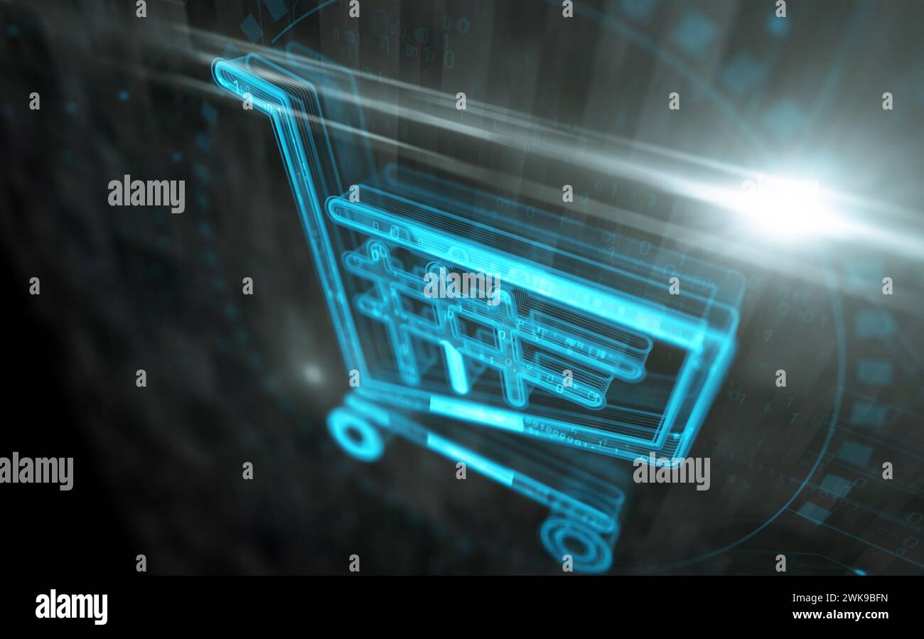 Shopping cart online retail and internet sale symbol digital concept ...