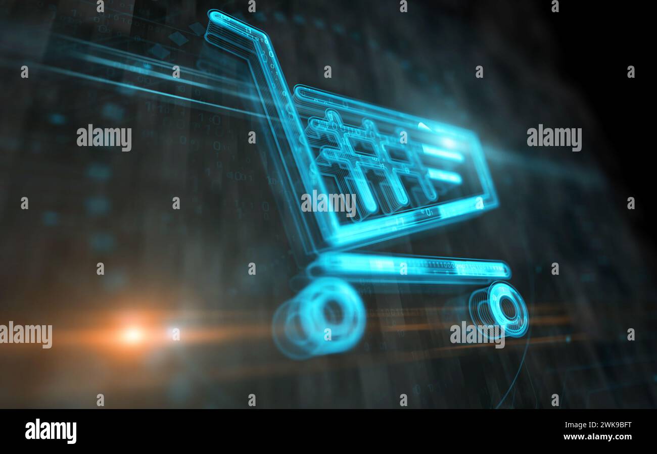 Shopping cart online retail and internet sale symbol digital concept ...