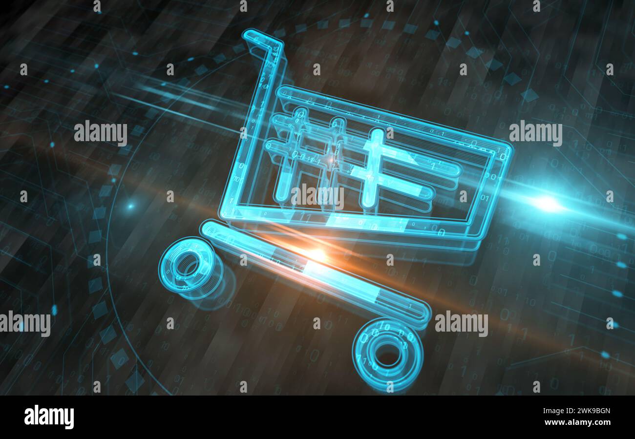 Shopping cart online retail and internet sale symbol digital concept ...