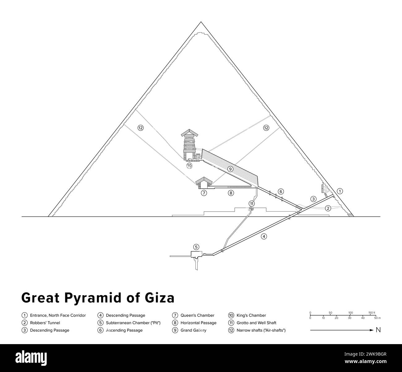 Great Pyramid Of Giza Diagram Great Pyramid Giza Cross Section