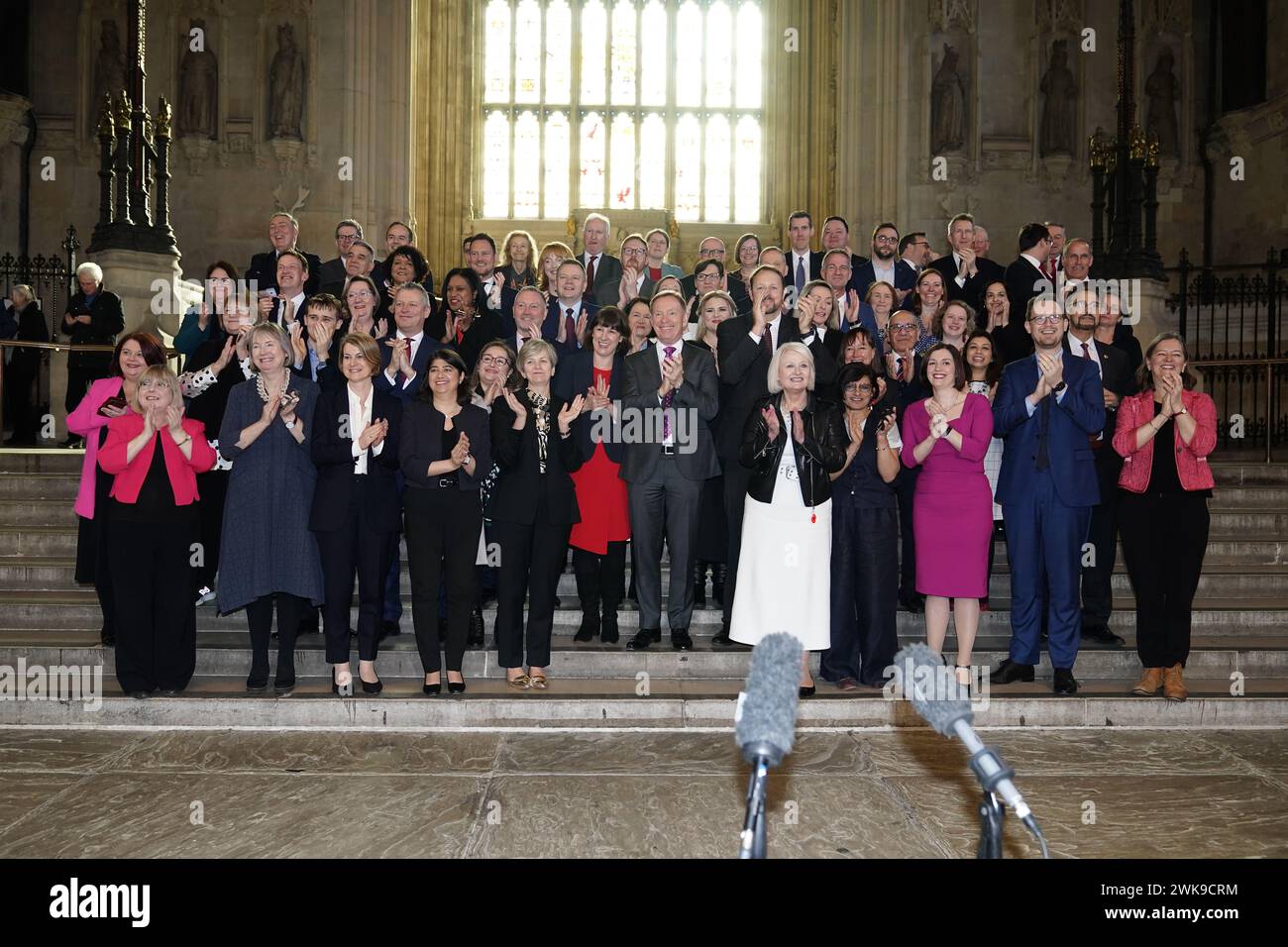 Labour MPs clap the arrival of Gen Kitchen and Damien Egan, the newly ...