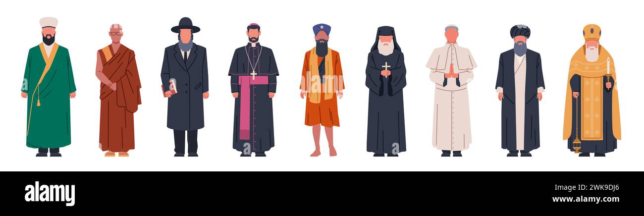 Religion characters. Clergymen from different confessions in special ...