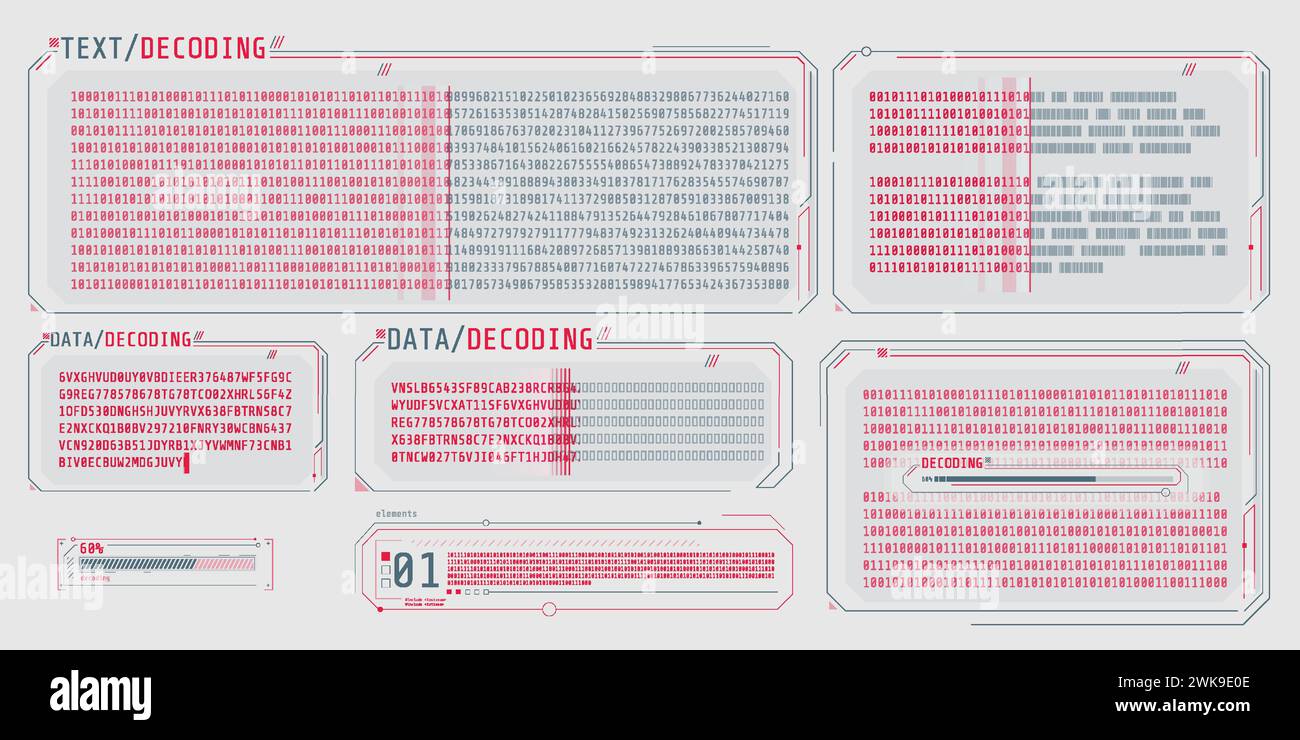 Data entry and text decoding on futuristic interface screen Stock ...