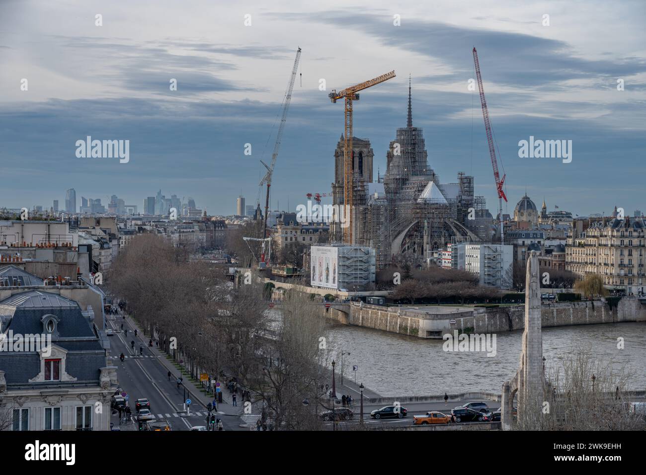 Paris, France - 02 15 2024: Notre Dame de Paris. Panoramic view of the ...