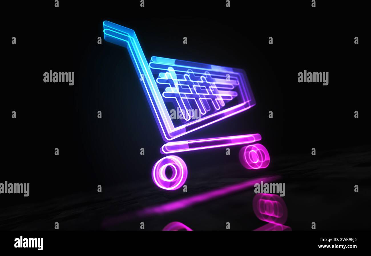 Shopping cart online retail and internet sale symbol digital concept ...