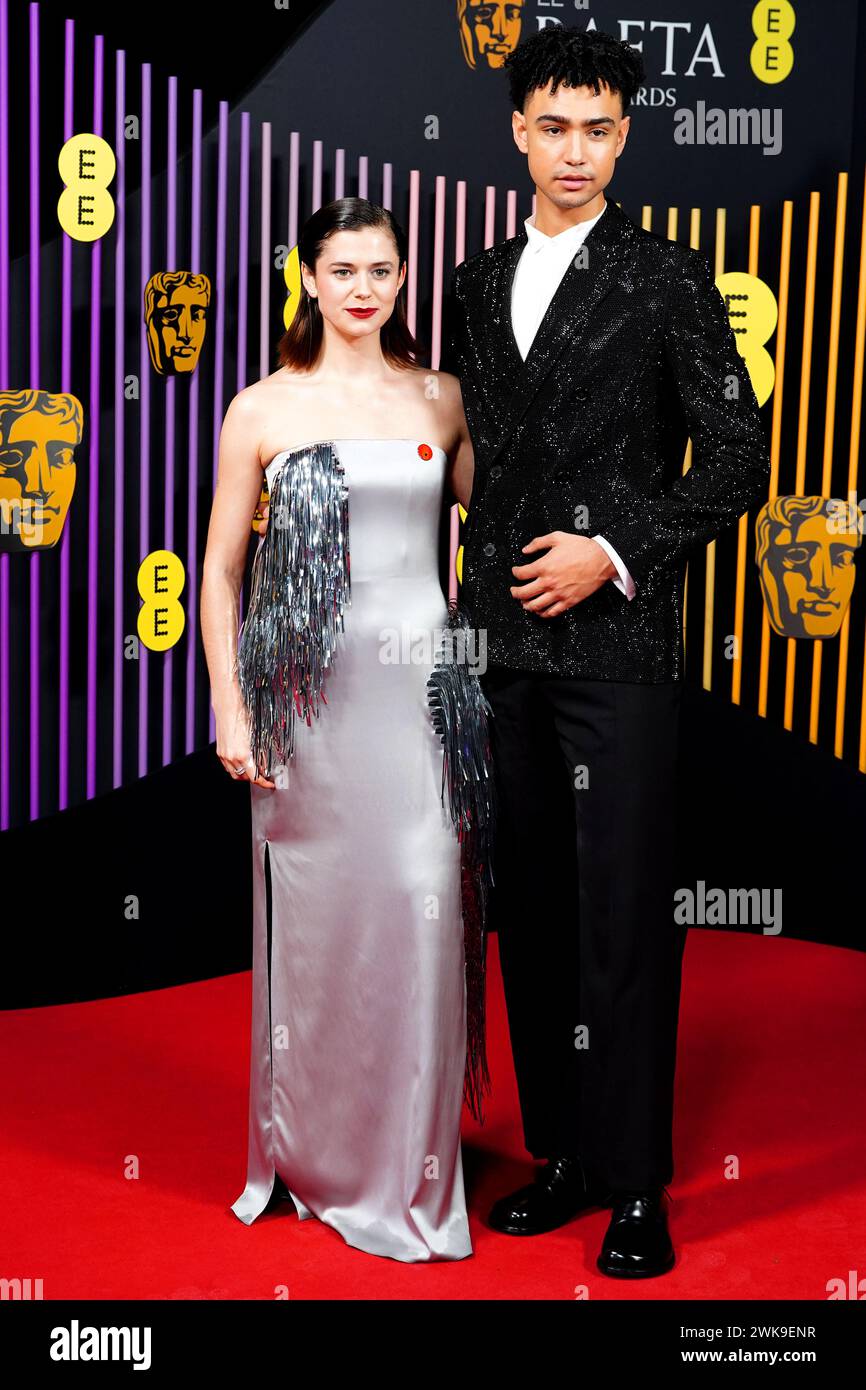 Alison Oliver and Archie Madekwe attend the Bafta Film Awards 2024, at ...