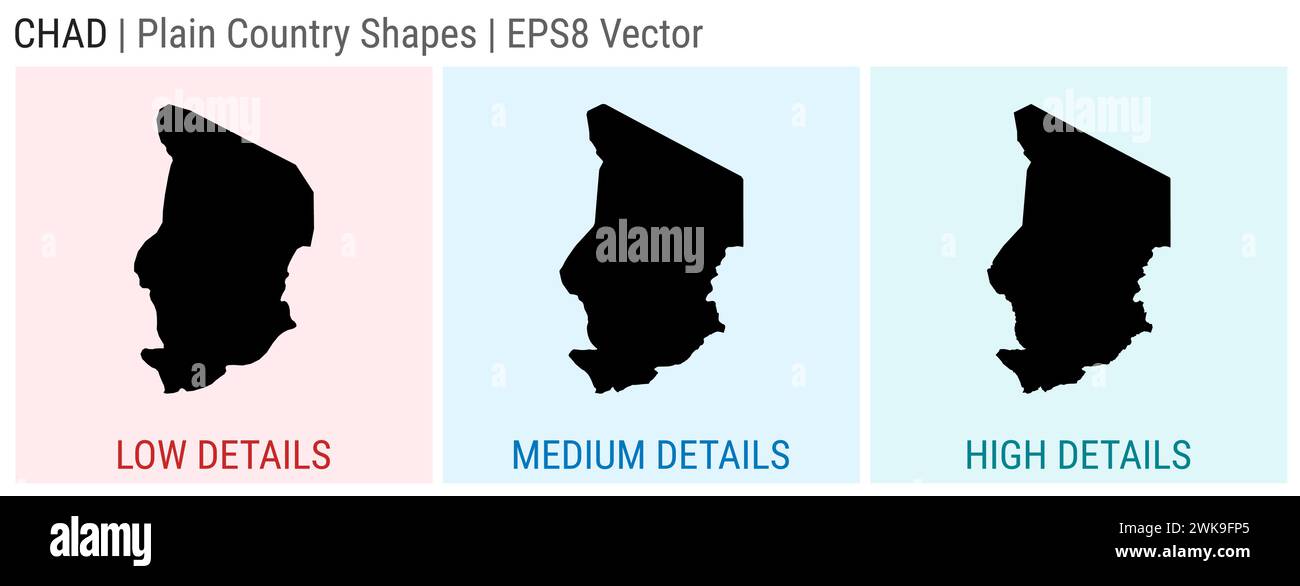 Chad - plain country shape. Low, medium and high detailed maps of Chad ...