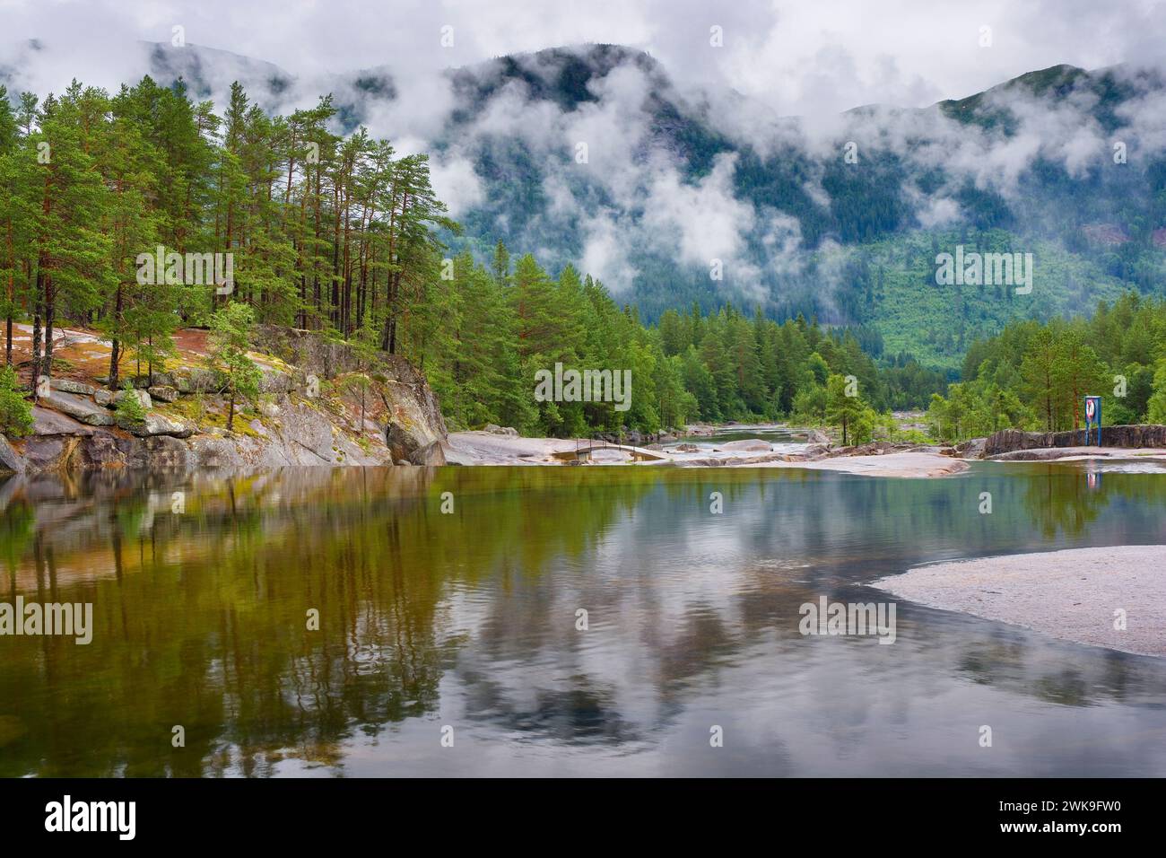 Otra River flowing through a beautiful mountain landscape around Valle ...
