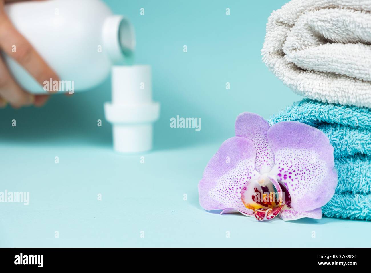 The process of pouring natural eco gel liquid laundry detergent from ...