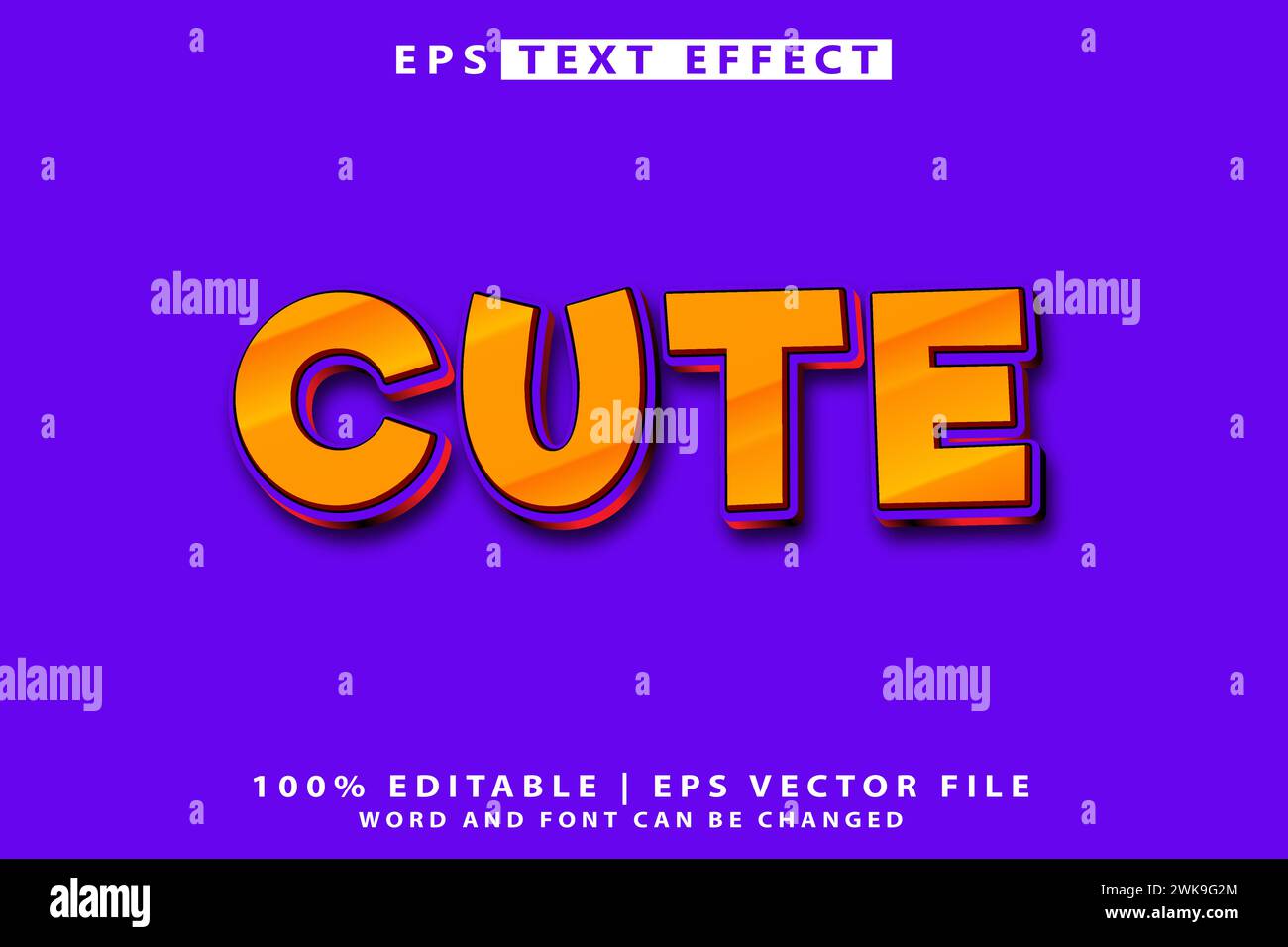 Cute 3d eps editable text effect Stock Vector Image & Art - Alamy