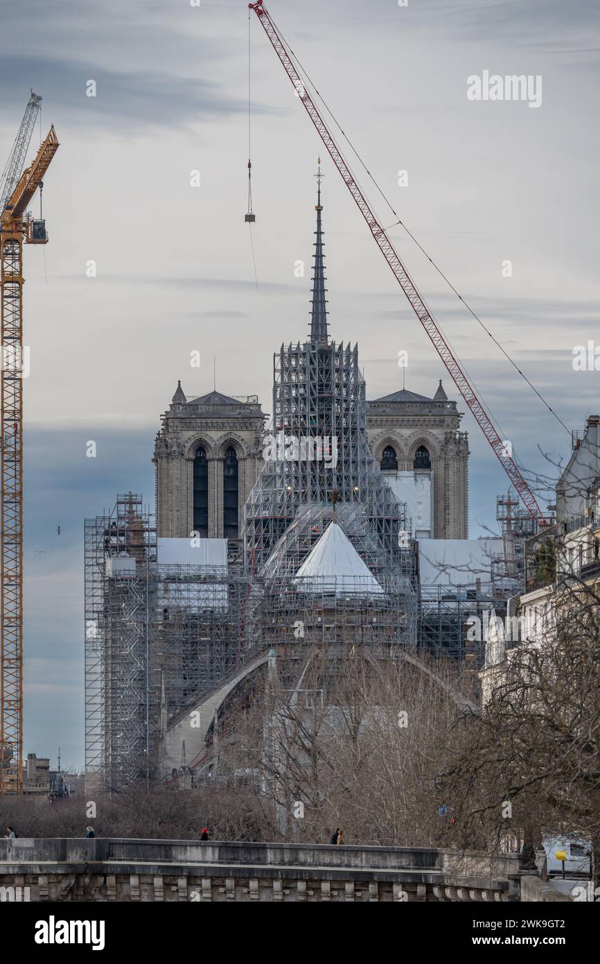 Paris, France - 02 15 2024: Notre Dame de Paris. Panoramic view of the ...