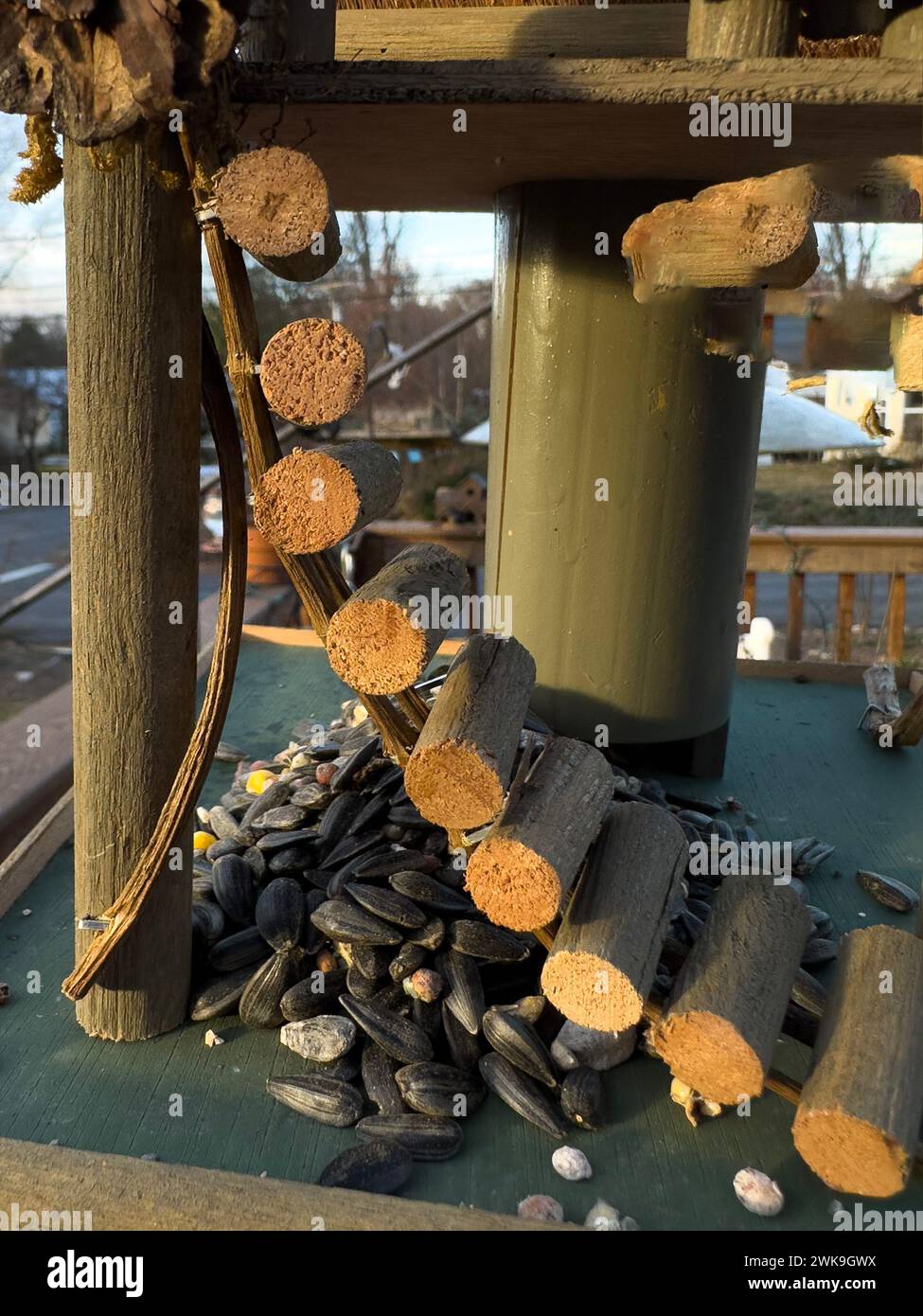 Wooden log outdoor stairs outdide Stock Photo - Alamy