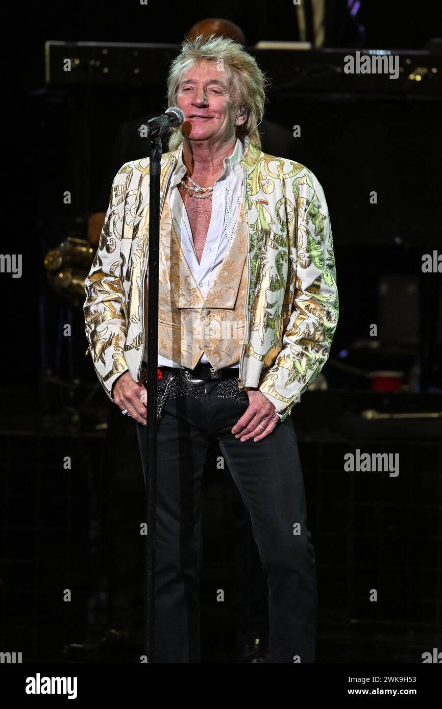 Rod Stewart performs during The 2024 Tour at Hard Rock Live held at the ...