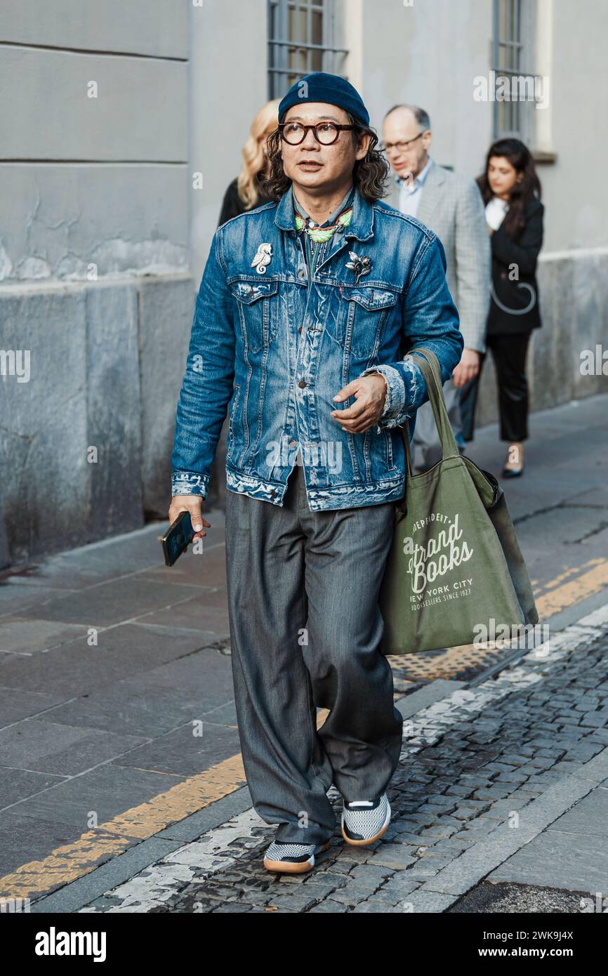 A guest outside Bally show during Milan Fashion Week Womenswear Spring ...