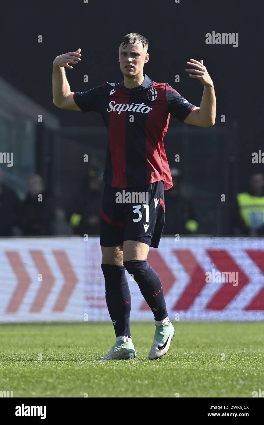 Sam Beukema of Bologna F.C. during the 25th day of the Serie A ...