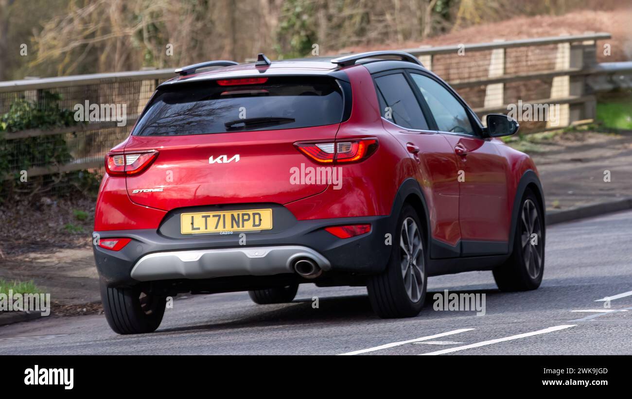 Milton Keynes,UK-Feb 19th 2024: 2021 red hybrid electric Kia Stonic ...