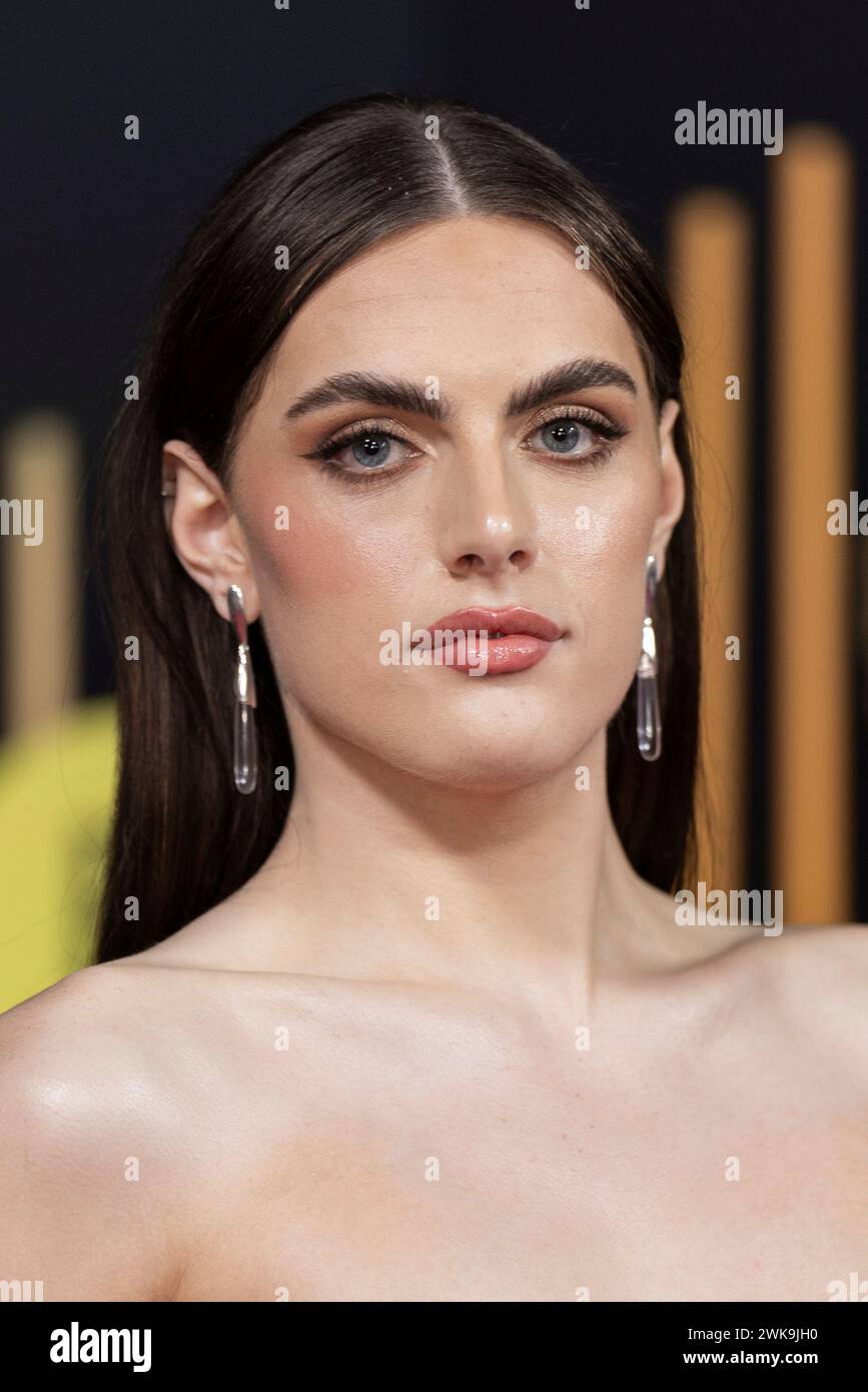 Bel Priestley poses for photographers upon arrival at the 77th British Academy Film Awards ...