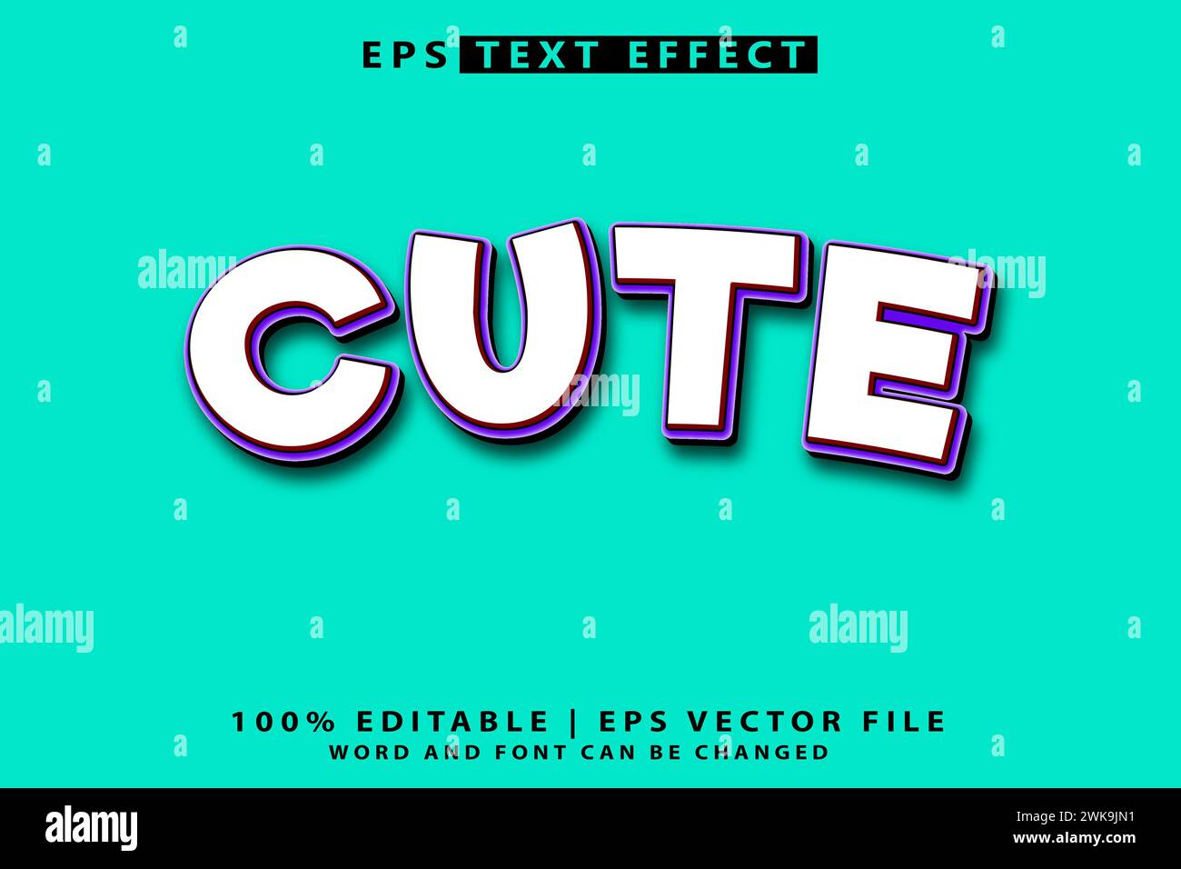Cute 3d eps editable text effect Stock Vector Image & Art - Alamy