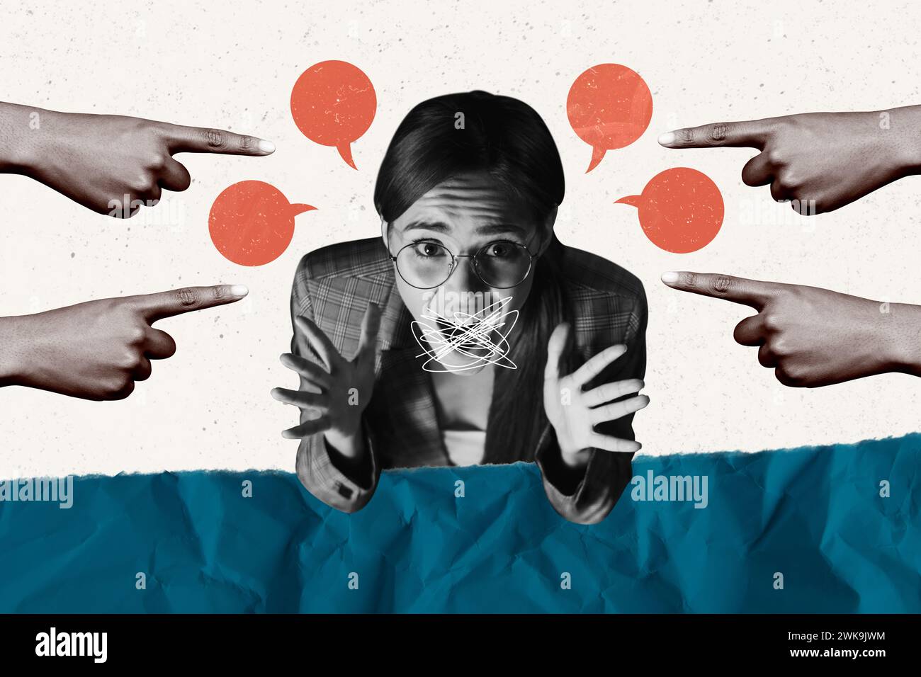 Collage creative poster black white filter stressful sadness unhappy ...