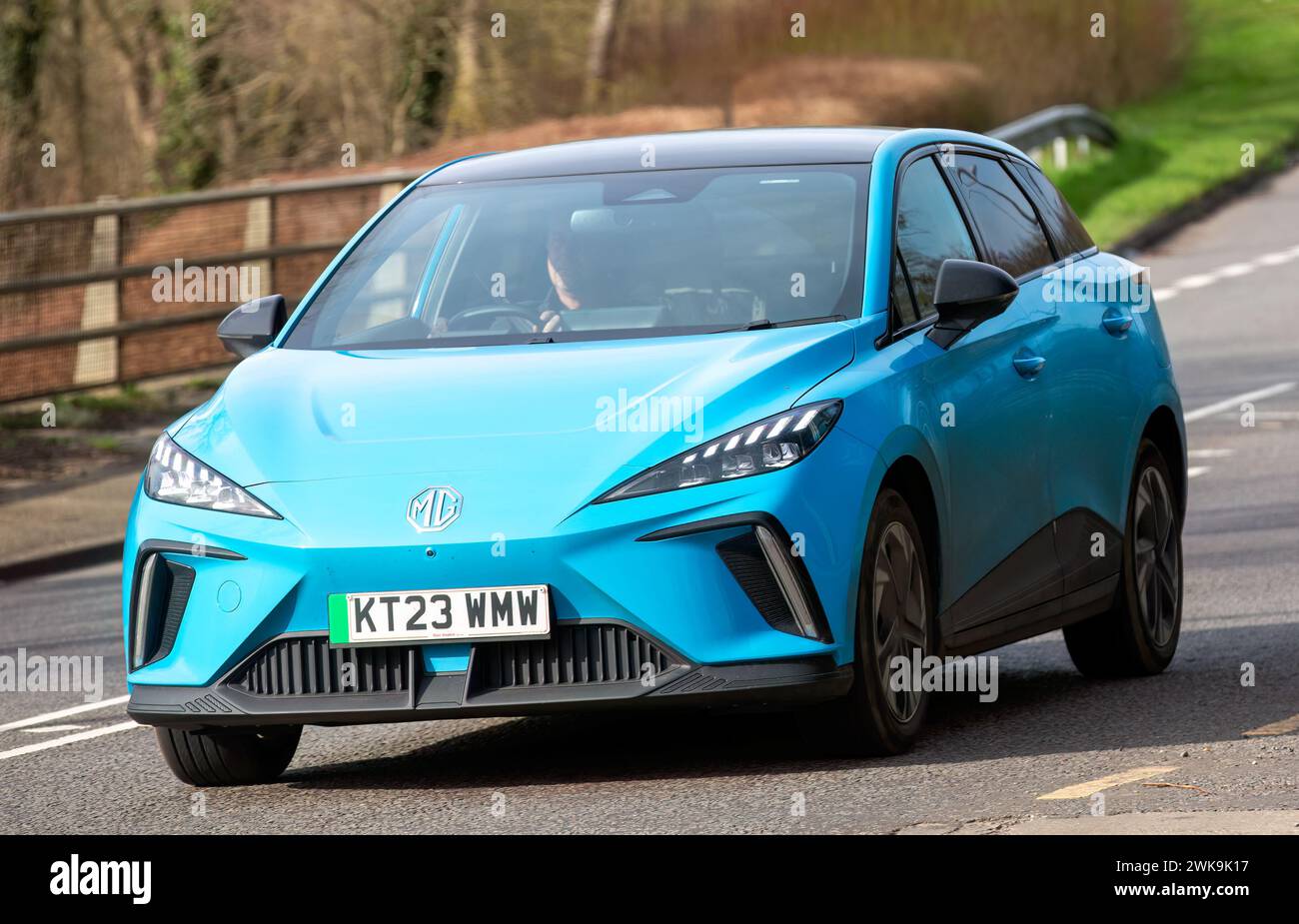 Milton Keynes,UK-Feb 19th 2024: 2023 blue MG 4 Trophy electric car ...